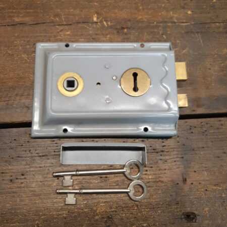 Vintage Satin Nickel Rim Sash Lock Complete With 2 Keys | Tooltique