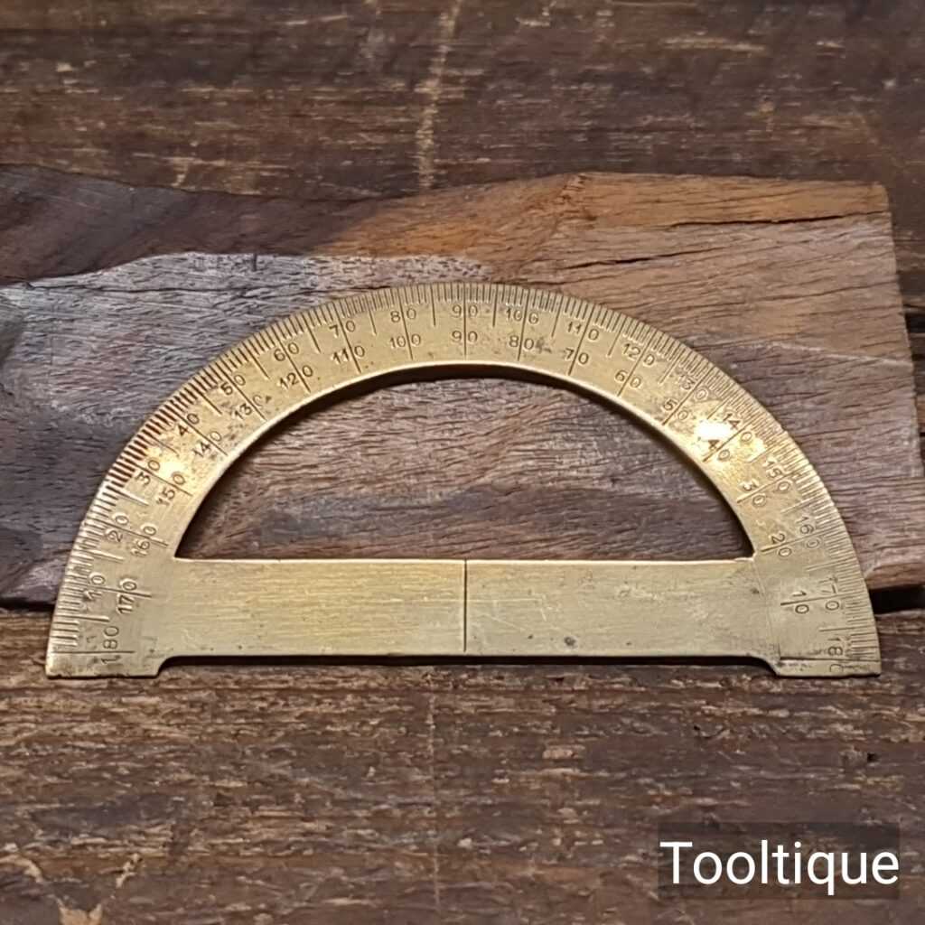Vintage Brass 180-Degree Protractor – Good Condition | Tooltique