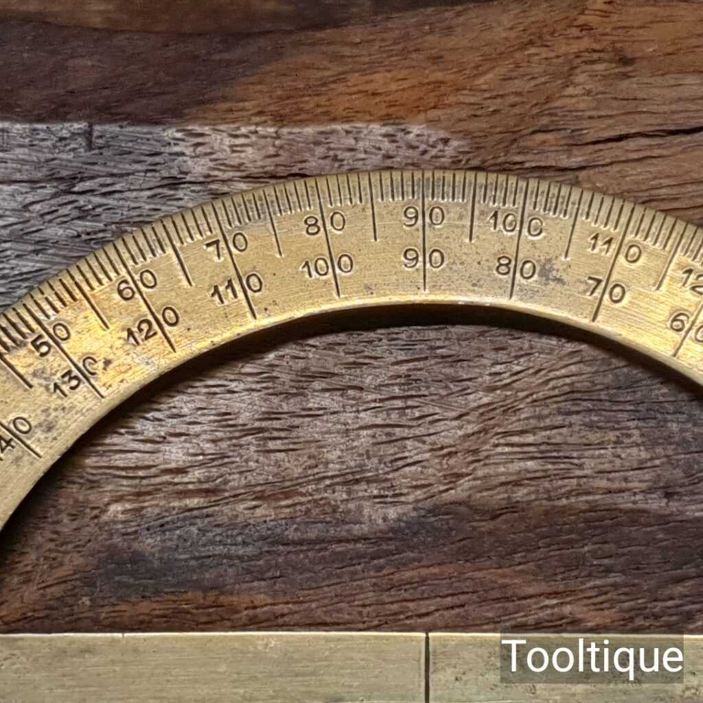 Vintage Brass 180-Degree Protractor – Good Condition | Tooltique