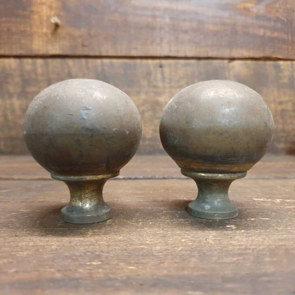 Antique Pair Round Cast Brass Bed Knobs | Tooltique
