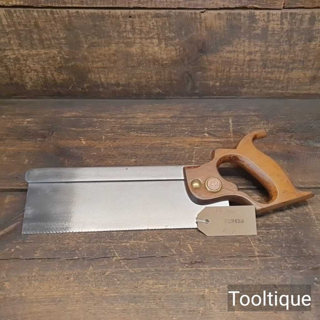 Vintage 10” Warranted Correct 13 TPI Steel Back RIP Tenon Saw – Fully ...