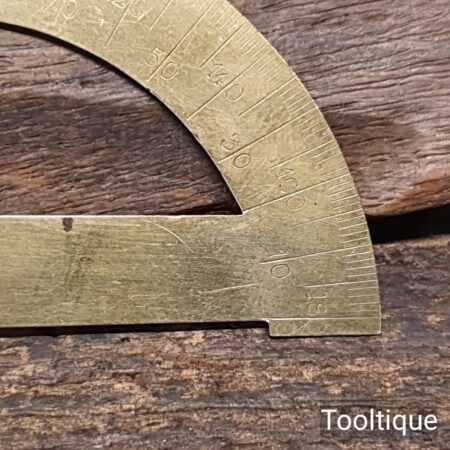 Vintage 3” 180-Degree Brass Protractor in Good Condition | Tooltique