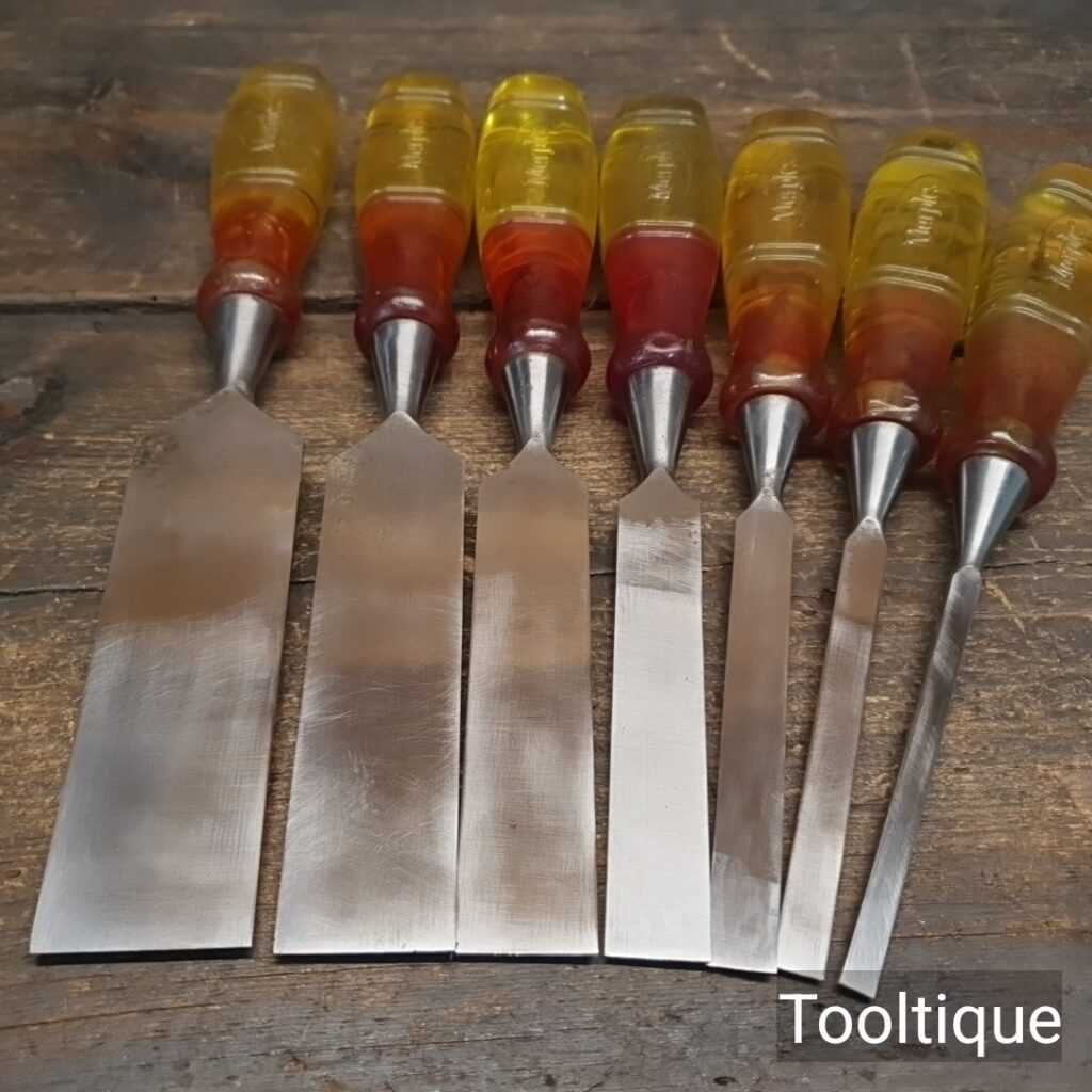Vintage Set of 7 No: Marples Sheffield M373 Bevelled Edge Chisels ...