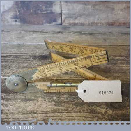 Vintage J Rabone No: 1190 Boxwood Brass Rule – Protractor Hinge Spirit ...