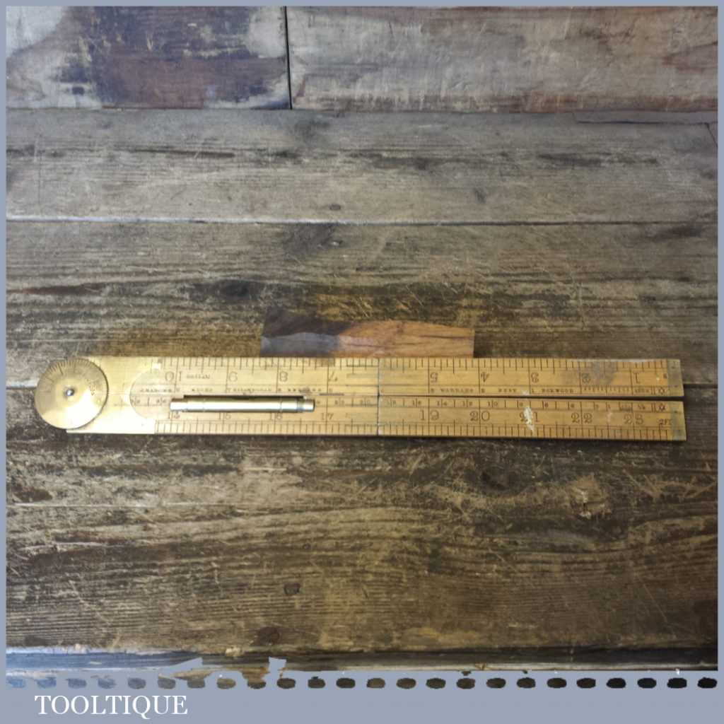 Vintage J Rabone No: 1190 Boxwood Brass Rule – Protractor Hinge Spirit ...