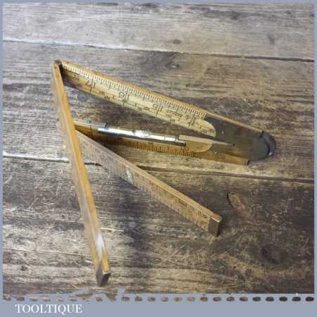 Vintage J Rabone No: 1190 Boxwood Brass Rule – Protractor Hinge Spirit ...