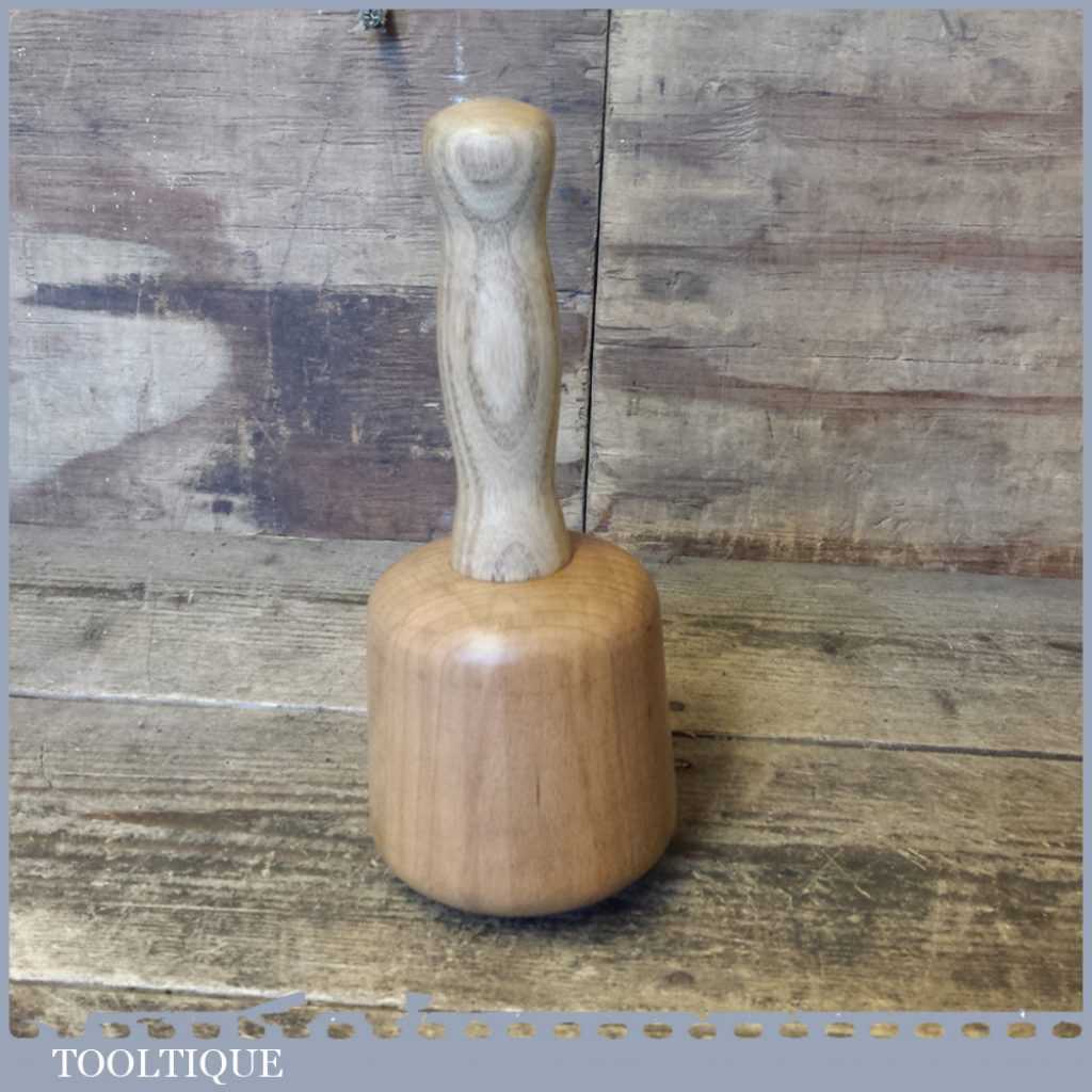 Nice Beech Wood Woodcarving Mallet 4” Wide Ash Handle Unused | Tooltique