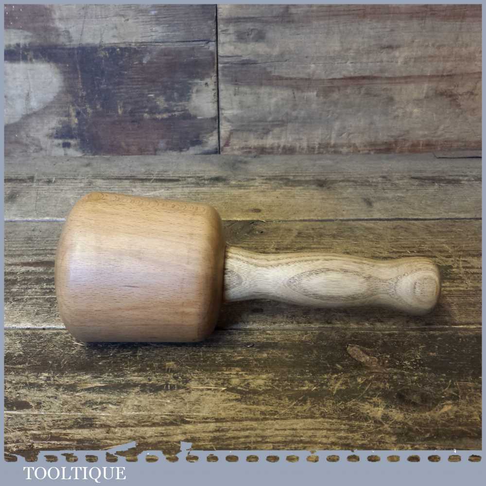 Nice Beech Wood Woodcarving Mallet 4” Wide Ash Handle Unused | Tooltique
