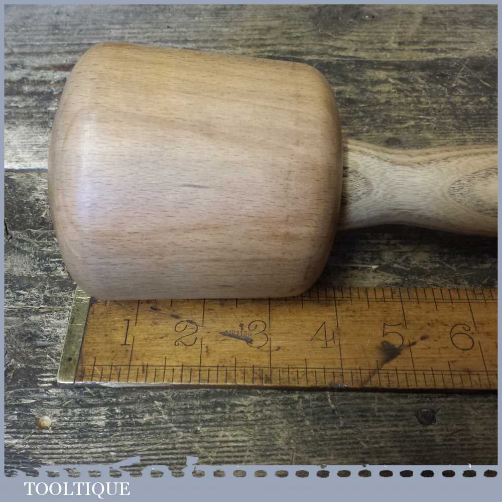 Nice Beech Wood Woodcarving Mallet 4” Wide Ash Handle Unused | Tooltique