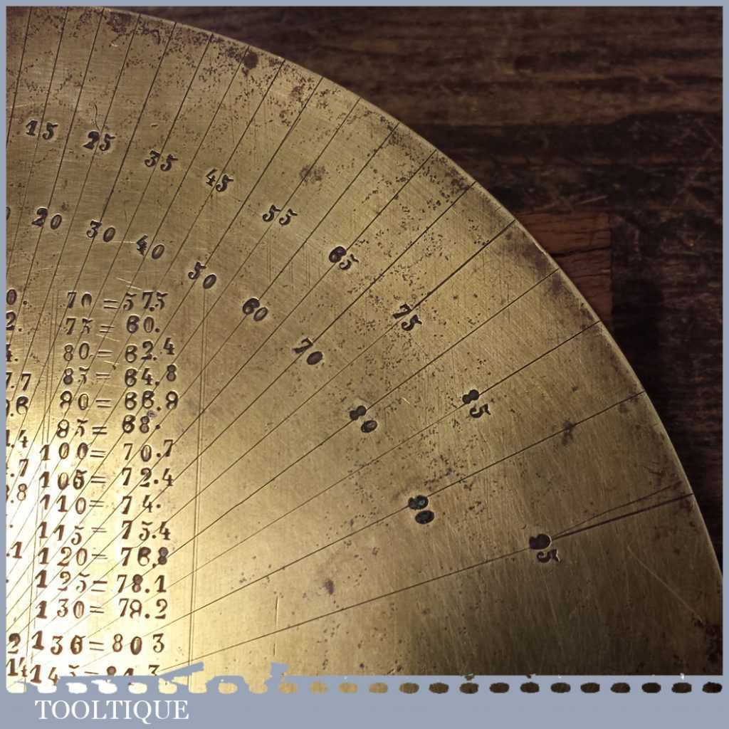 Rare Unusual Antique Brass Protractor Setting Out Tool – Good Condition ...