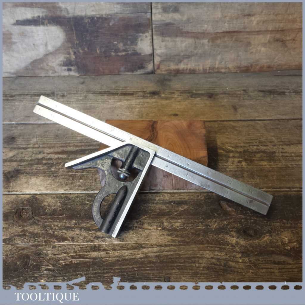 Vintage English Cast Steel Adjustable Combination Square – Fully ...