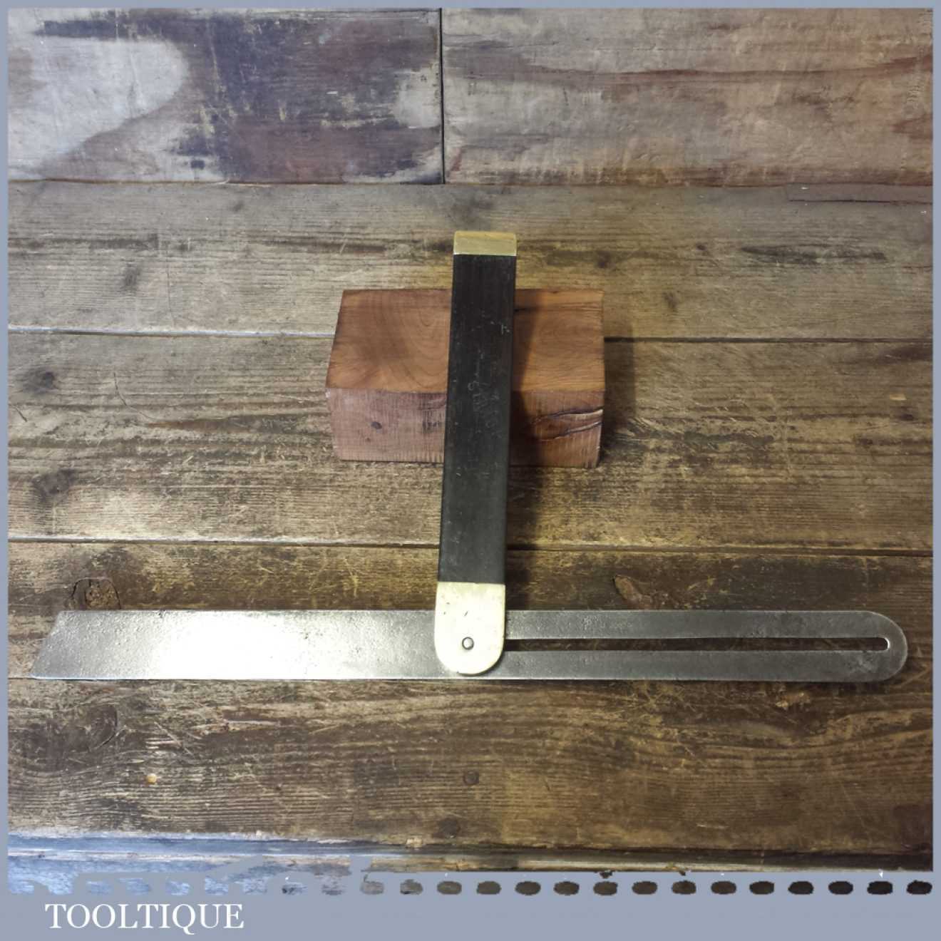 Vintage Large 15” Carpenters Ebony Brass Sliding Bevel – Good Condition ...
