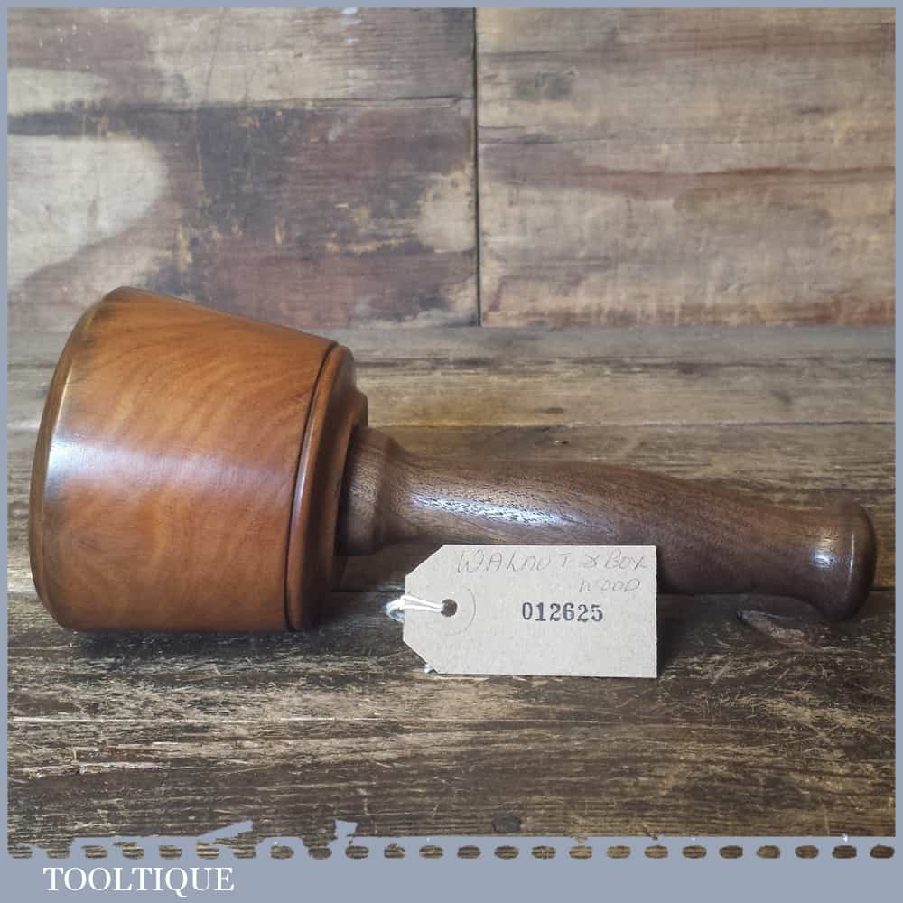 Old Lignum Vitae Hand Turned Carving Mallet Walnut Handle Boxwood Wedge ...