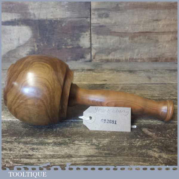 Old Lignum Vitae Hand Turned Carving Mallet Yew Handle Ebony Wedge ...