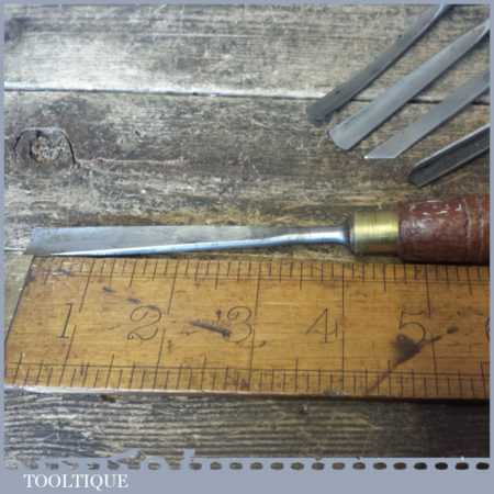 Set 6 No: Vintage Marples Wood Carving Chisels Mahogany Handles | Tooltique