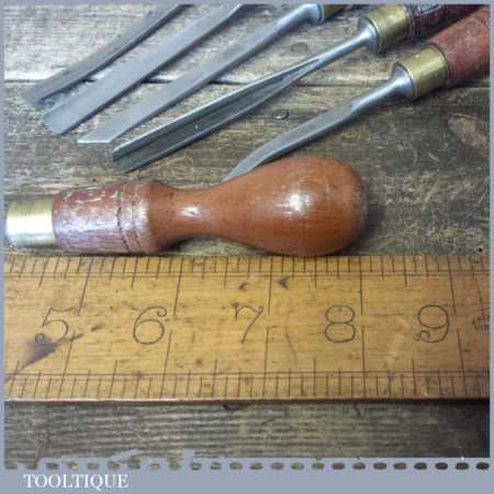 Set 6 No: Vintage Marples Wood Carving Chisels Mahogany Handles | Tooltique