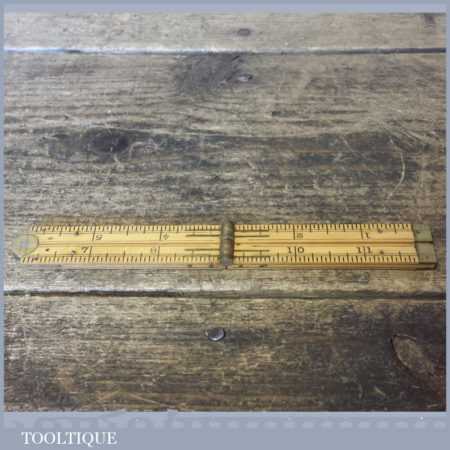 Scarce Vintage Hockley Abbey No: 1150 Boxwood Brass 12” Folding Ruler ...
