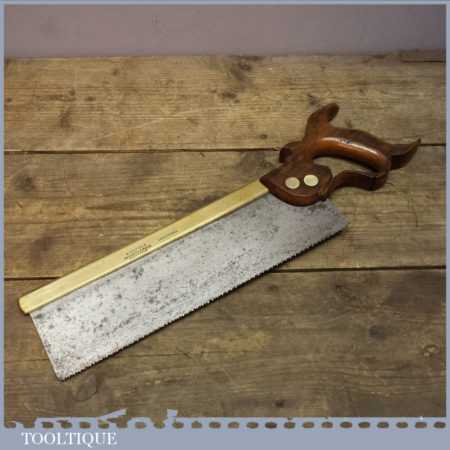 Vintage 19th Century 12 Brass Back Saw by Wingfield RowBotham Co of Sheffield Tooltique