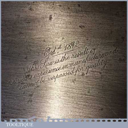 Rare Vintage 26” W Tyzack & Turner Special Edition Centenary Rip Saw A2 ...