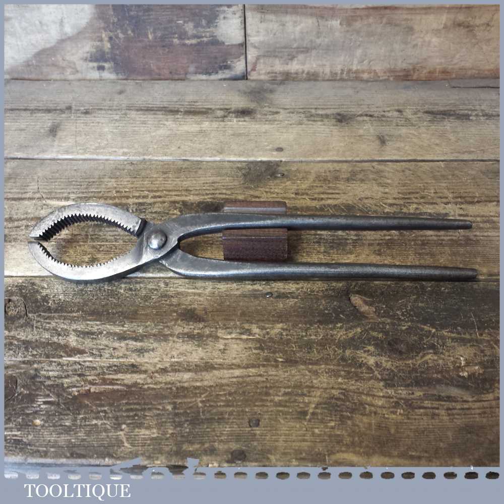 Unusual Blacksmiths Forged Vintage 13” Grip Pliers Good Working Order ...