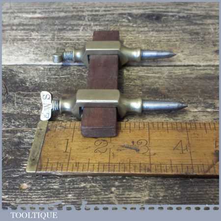 Nice Set Antique Brass Trammel Points On Small Wooden Spacing Bar ...