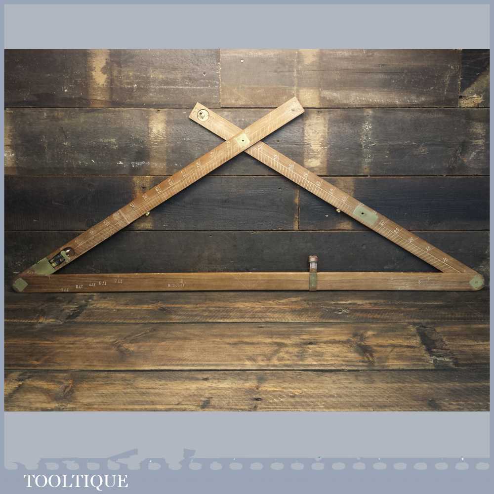 Vintage M.D.S. Surveyor’s Teak Brass Folding Triangle Spirit Level ...