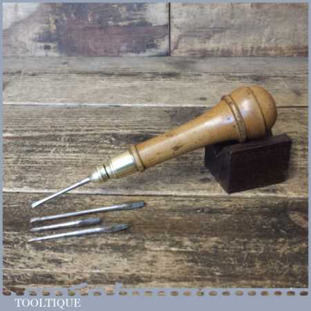 Vintage 4 Boxwood Brass Multi Tool Encased In Screw Top Handle | Tooltique