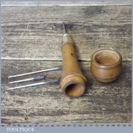 Vintage 4 Boxwood Brass Multi Tool Encased In Screw Top Handle | Tooltique