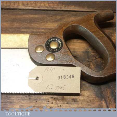Vintage W. Tyzack & Turner 10” Brass Back Tenon Saw 12 TPI – Sharpened ...