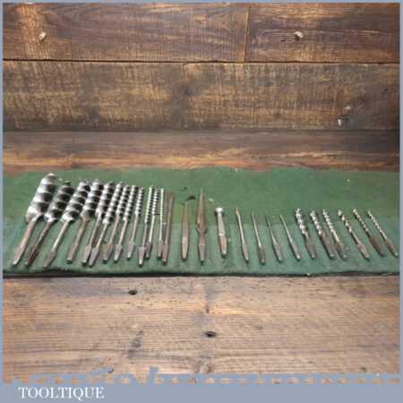 Vintage Set 26 No: Brace Bits Double Spur Screw Auger Countersink ...