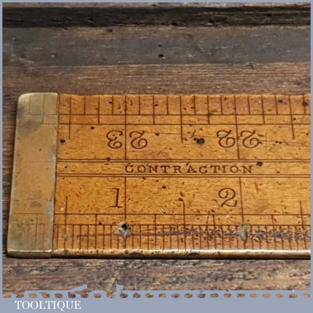 Very Rare Antique J. Buck 1881-1910 Boxwood Brass 24” Contraction Scale ...