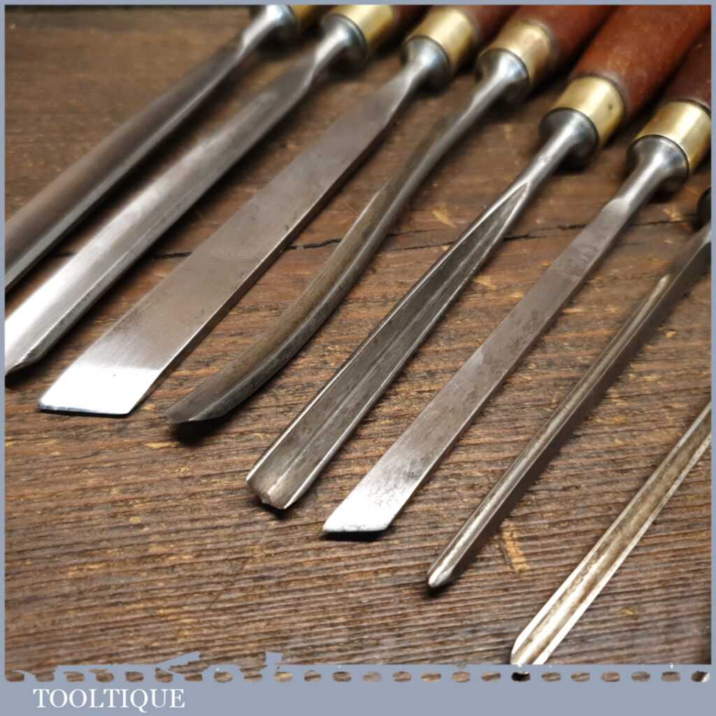 Vintage Set 9 Marples Wood Carving Chisels Mahogany Handles – Fully ...