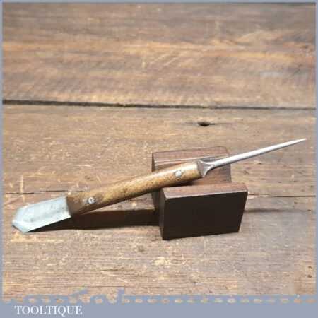 Vintage Beechwood Handled Marking Awl Striking Knife Good Condition Tooltique