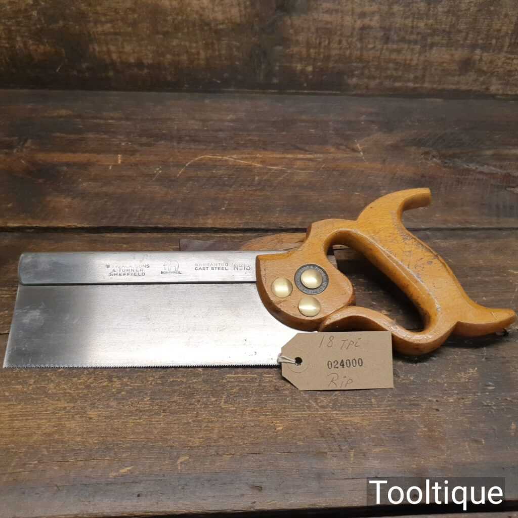 Vintage W. Tyzack & Turner No: 13 Nonpareil 8” Steel Back Dovetail Saw ...