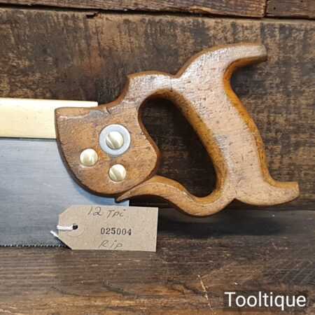 Vintage 12” W. Tyzack & Turner No: 120 Brass Back Dovetail Tenon Saw ...