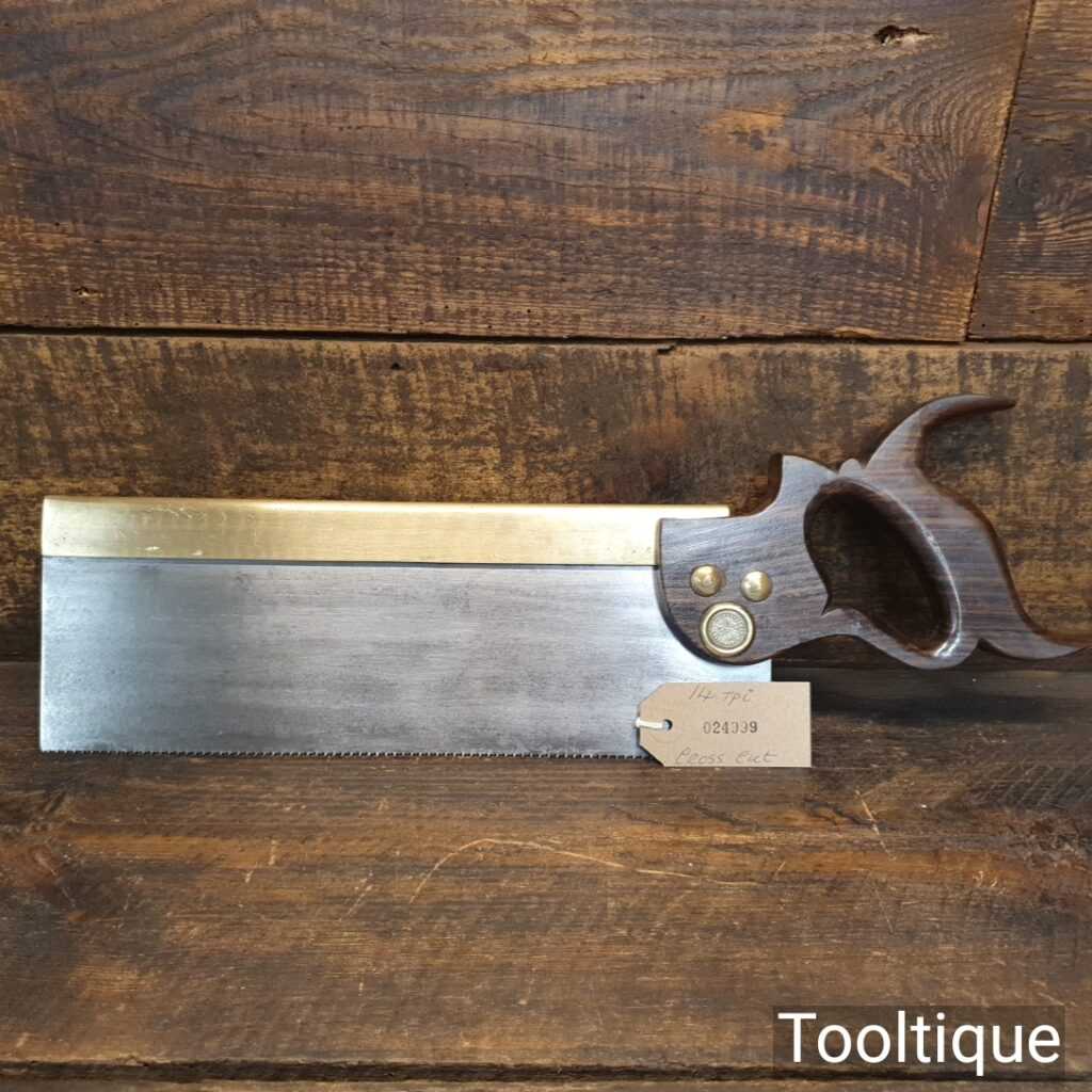 Vintage J. Tyzack 12” Special Brass Back Tenon Saw Rosewood Handle ...