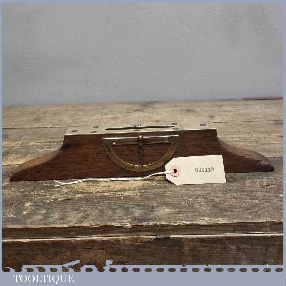 Vintage Oak And Brass Inclinometer – Original Clear Glass Bubble ...