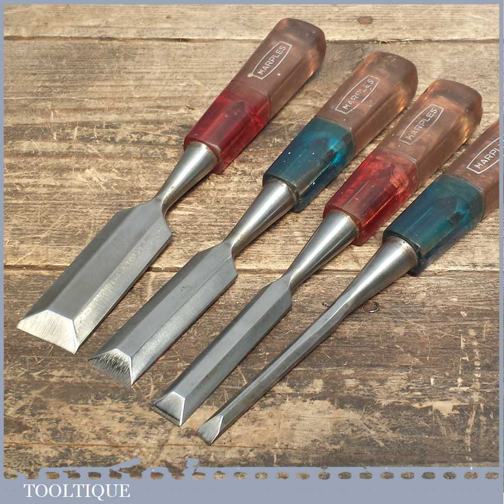 Vintage Set Of 4 Marples Bevel Edge Chisels 1” ¾” ½” ¼” Good Condition ...