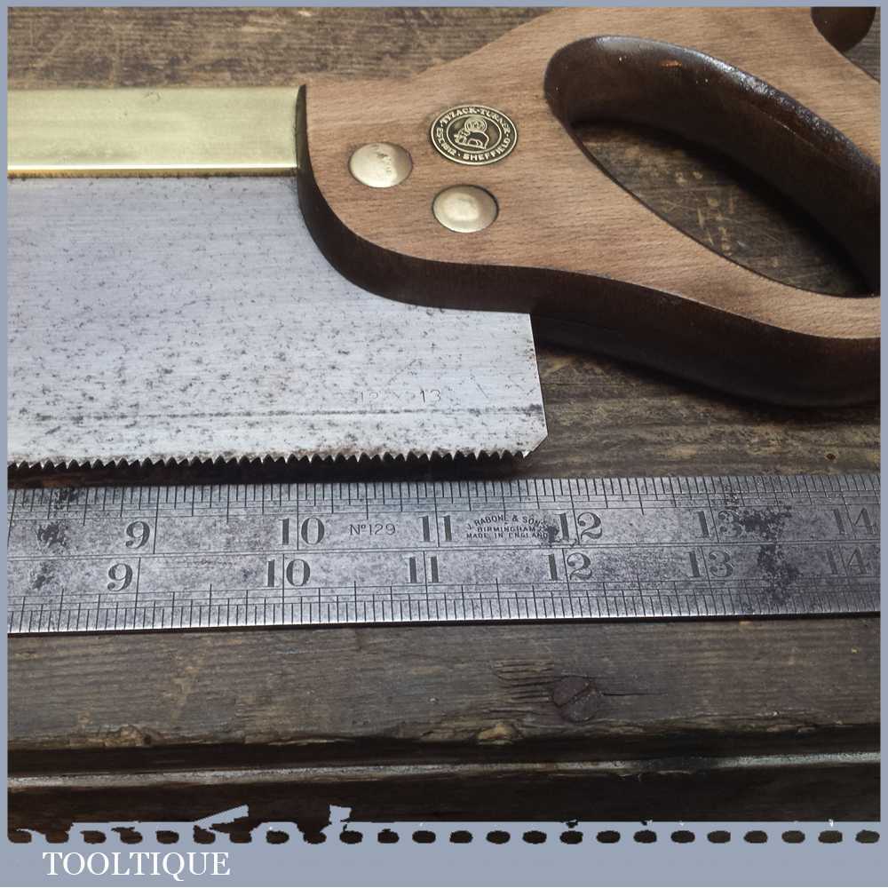 Vintage 12” Tyzack Sheffield Brass back Cross Cut Tenon Saw 12 TPI ...