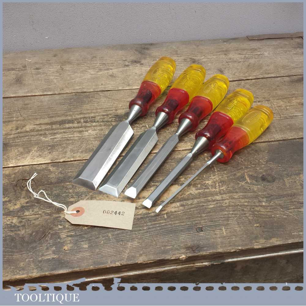 Vintage Set 5 Marples Bevel Edge Carving Chisels With Shatterproof ...