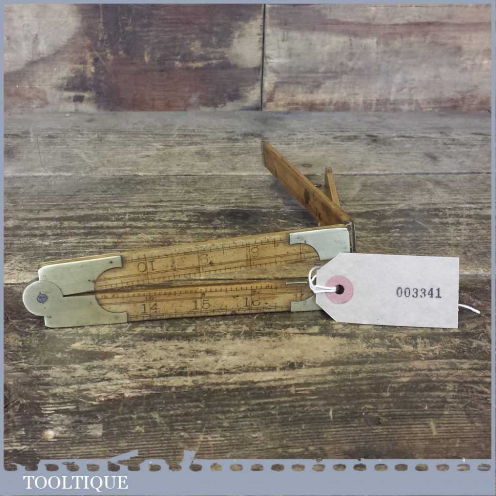 Rare Antique Stanley Rule And Level Folding Brass And Boxwood Ruler No ...