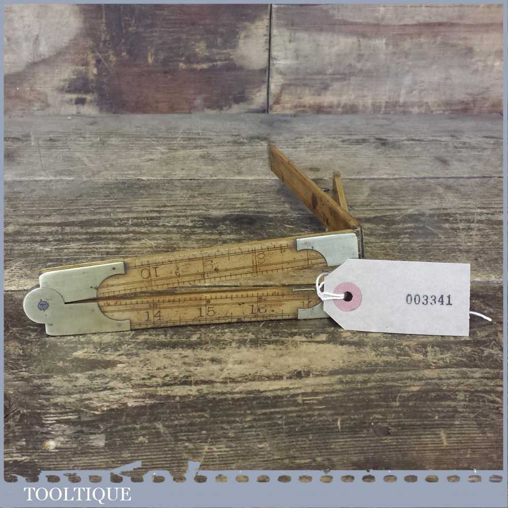 Rare Antique Stanley Rule And Level Folding Brass And Boxwood Ruler No ...