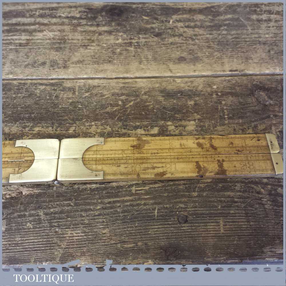 Rare Antique Stanley Rule And Level Folding Brass And Boxwood Ruler No ...
