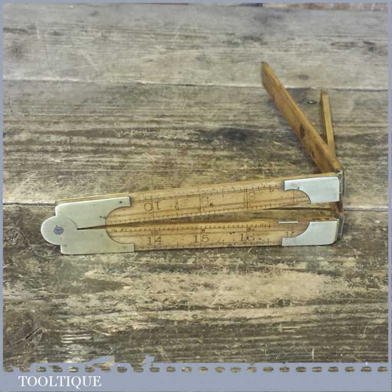 Rare Antique Stanley Rule And Level Folding Brass And Boxwood Ruler No ...