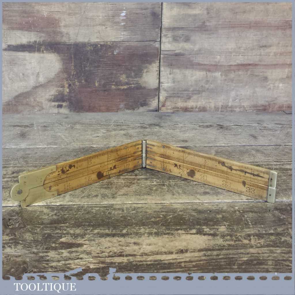 Rare Antique Stanley Rule And Level Folding Brass And Boxwood Ruler No ...