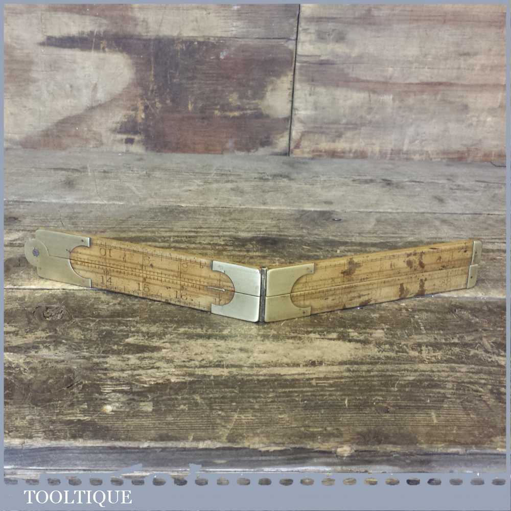 Rare Antique Stanley Rule And Level Folding Brass And Boxwood Ruler No ...