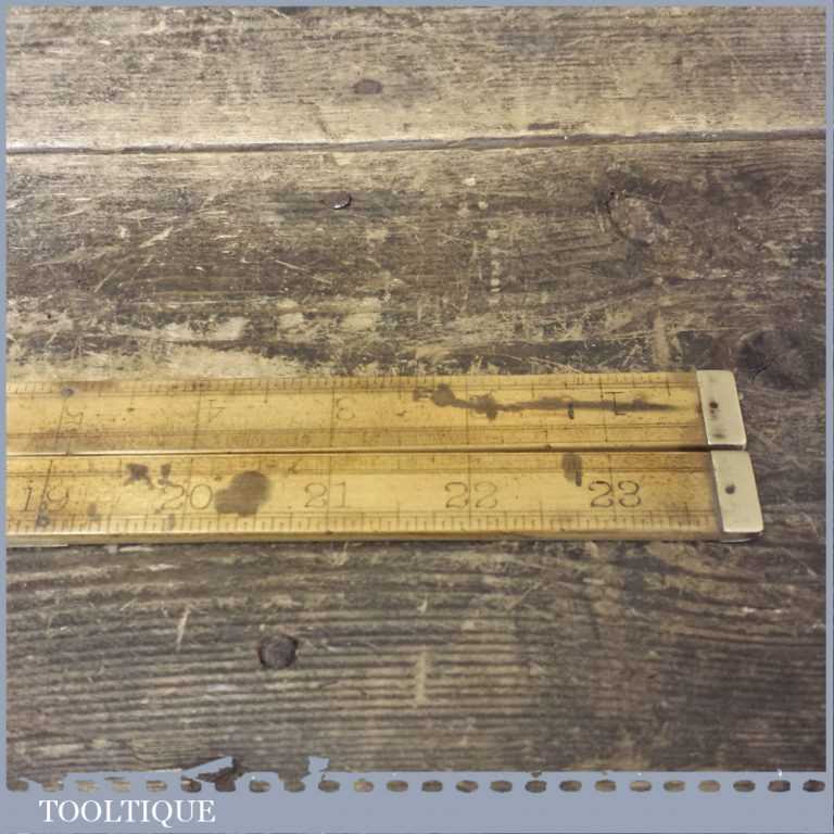 Rare Antique Stanley Rule And Level Folding Brass And Boxwood Ruler No ...