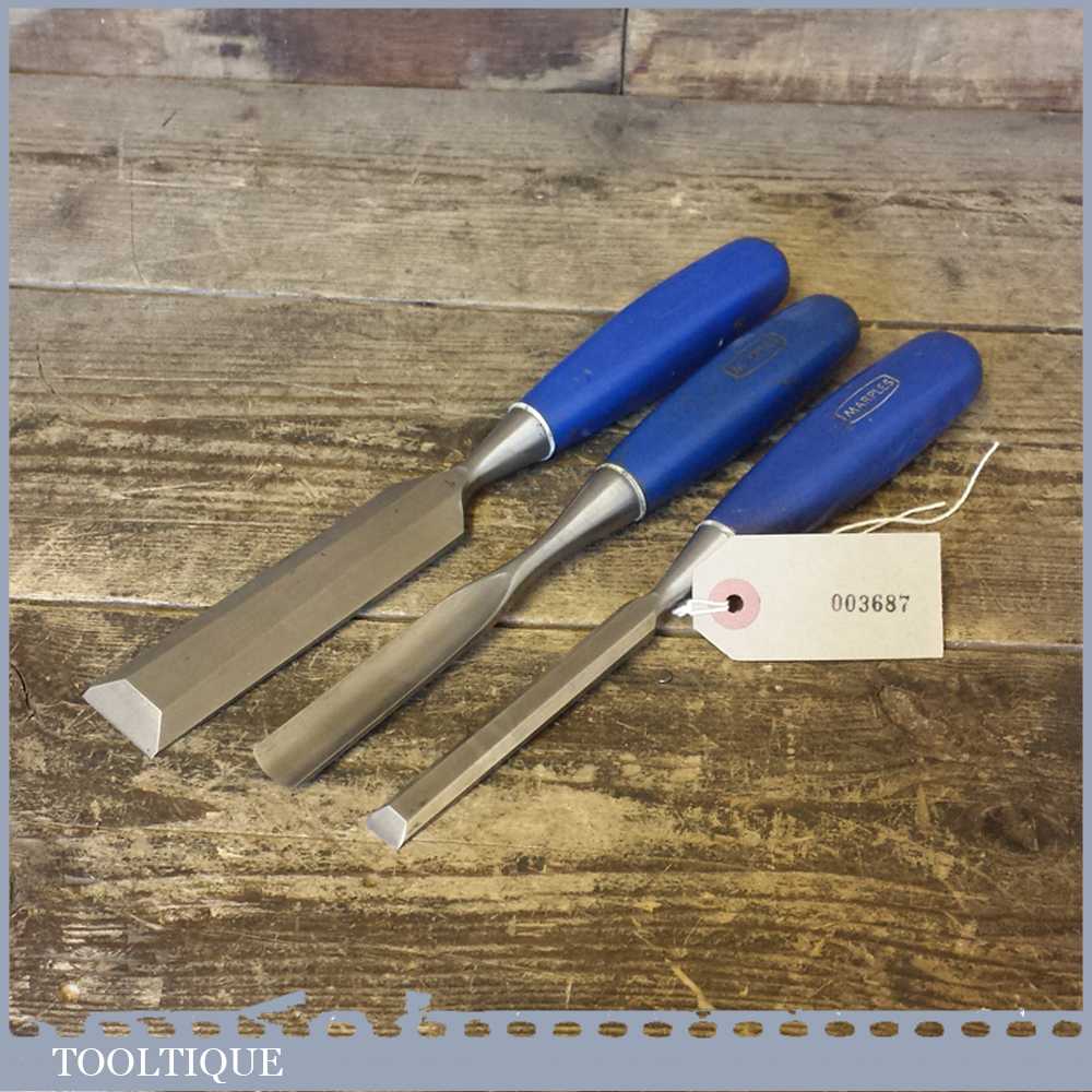 Set Of 3 Vintage Marples Chisels 1 ¼” ½” Bevel Edge 5/8” Gouge ...