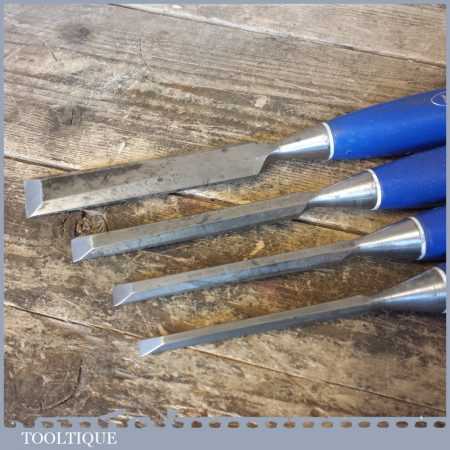 4 Vintage 1” ½” 3/8” ¼” Marples Blue Chip Bevel Edge Chisels – No ...