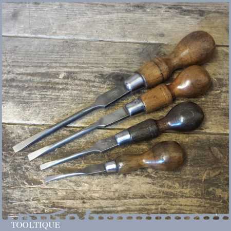 4 No: Vintage Cabinet Makers Beech Wood Handled Screwdrivers Fully ...